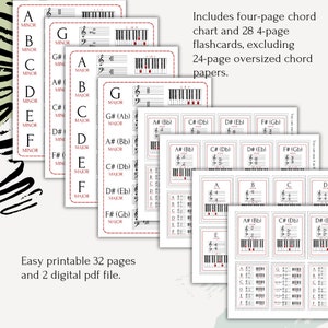 Music and Piano Chord Flashcards, Piano Major and Minor Chords and Keys ...