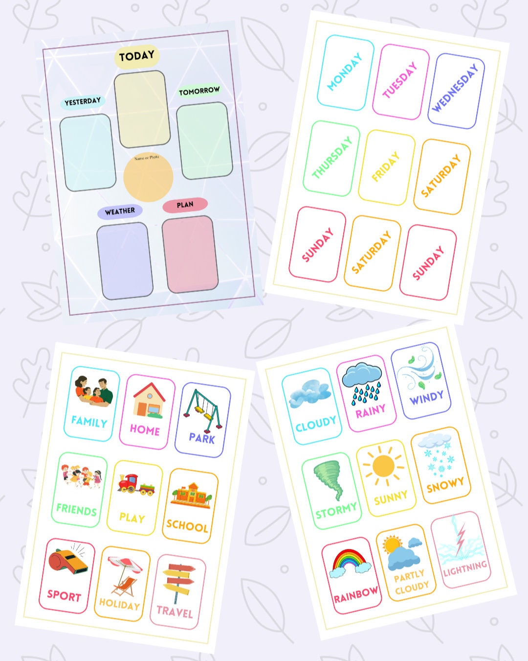 Printable Days of the Week Poster and Flash Cards. Days - Etsy