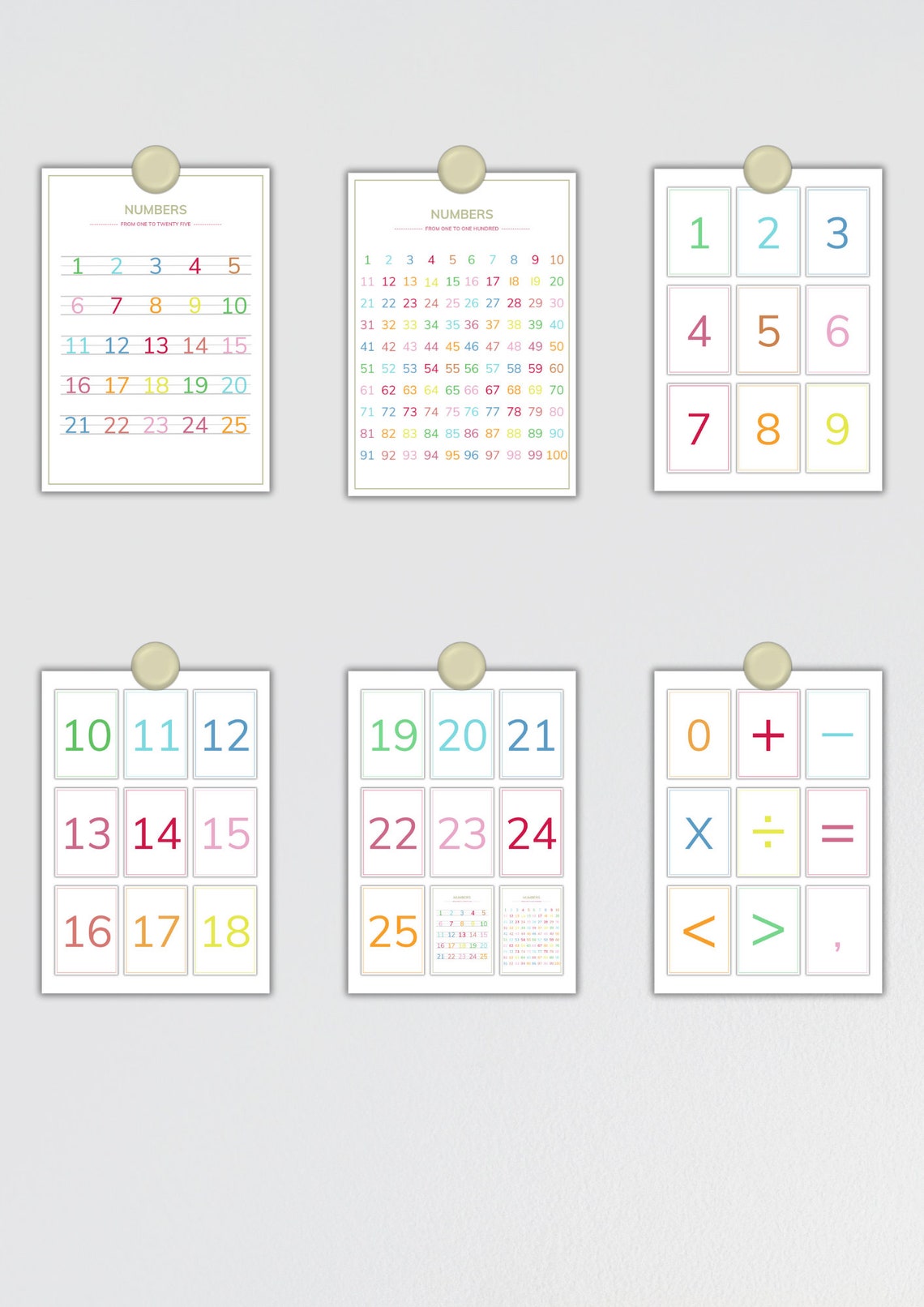 Printable Numbers and Math Operation Flash Cards and Poster. - Etsy
