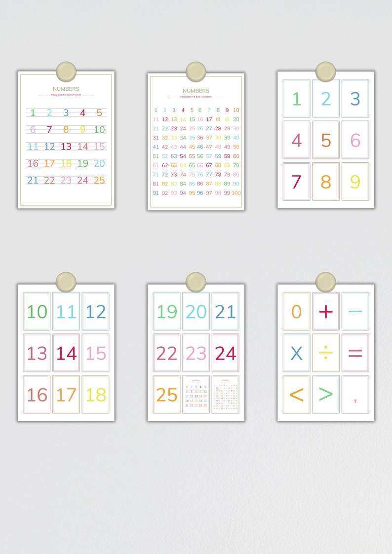 Printable Numbers and Math Operation Flash Cards and Poster. - Etsy