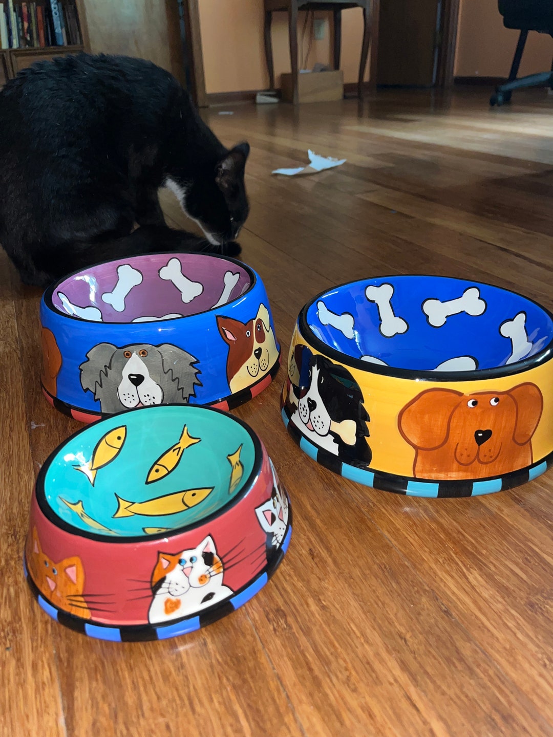Candice Reiter Pet Bowls, Catzilla and Dogzilla - Etsy