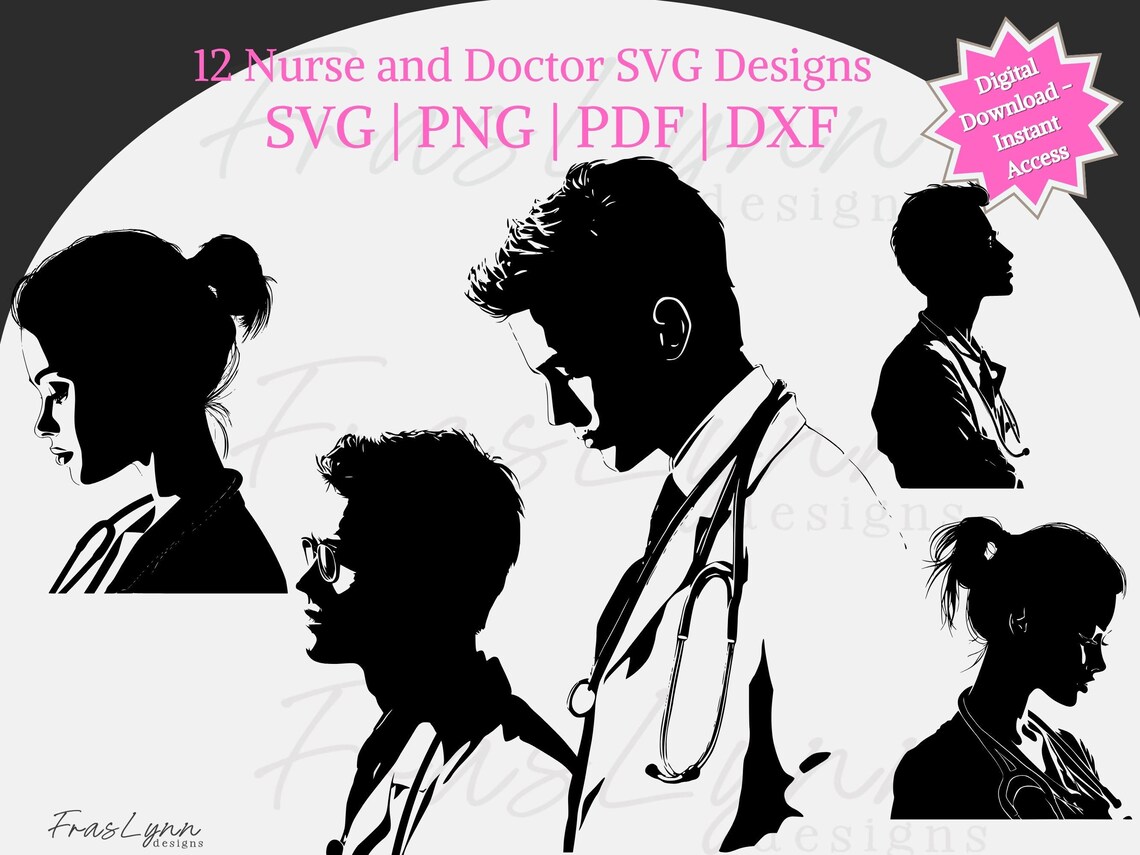 Nurse SVG Bundle, Png, Pdf, and Dxf Files, Instant Download, Laser ...