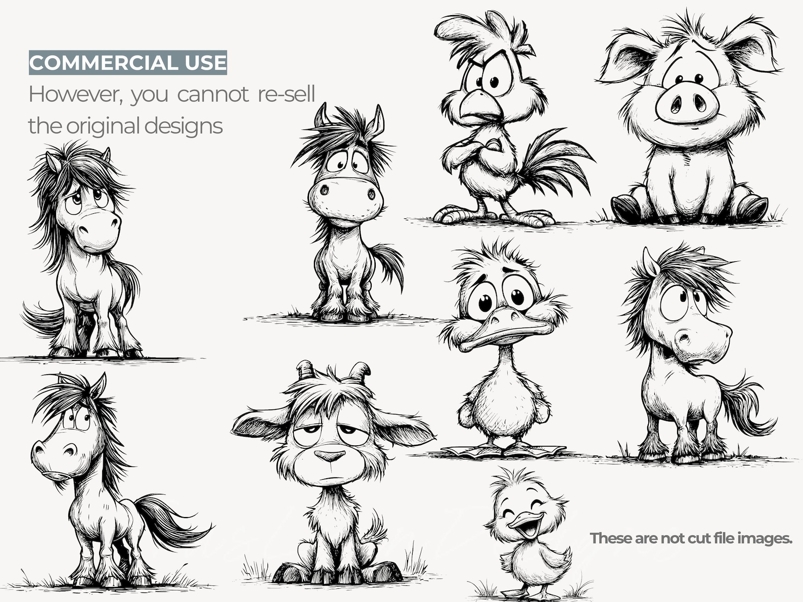 Funny Farm Animals SVG Bundle | 35 Animal Line Art | Art Clipart ...