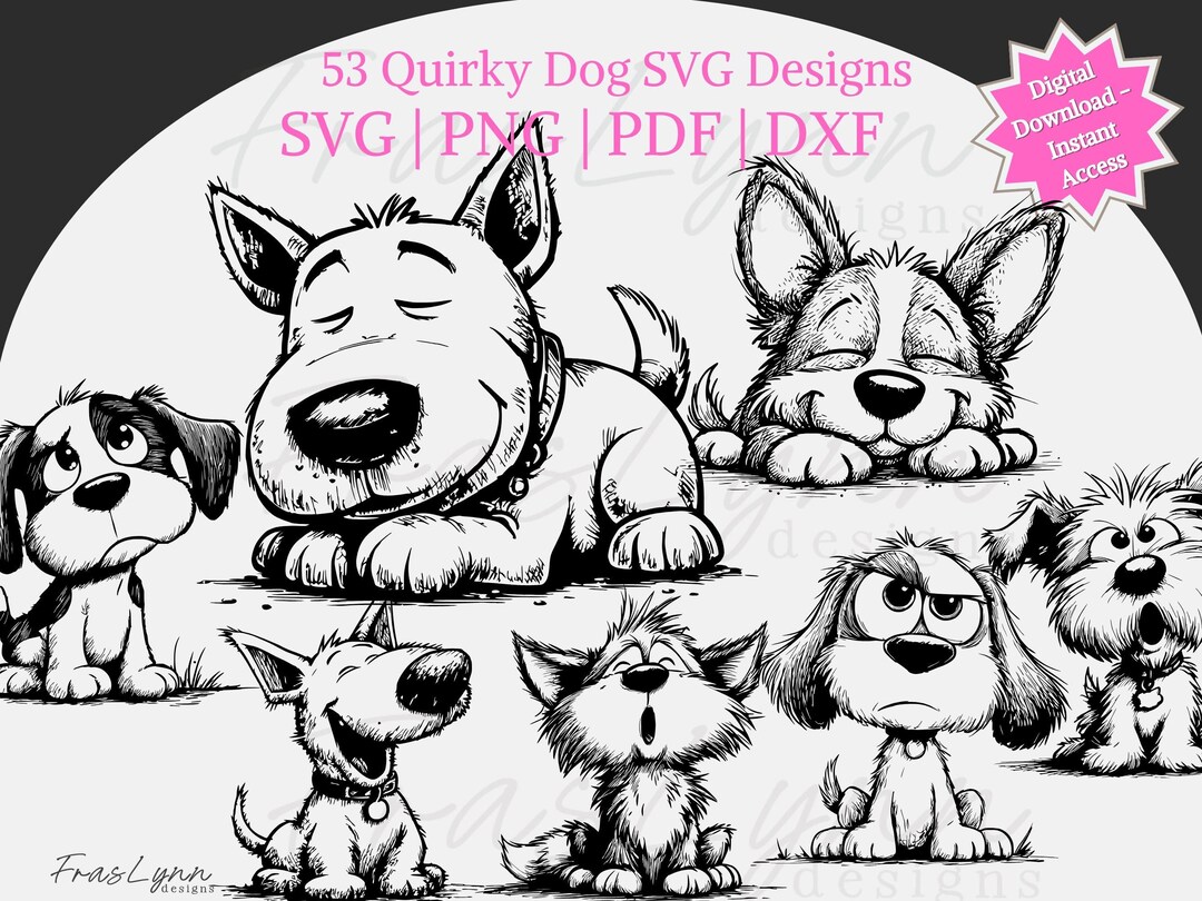 Cute Dog SVG Bundle, Png, Pdf, and Dxf Files, Instant Download, Laser ...