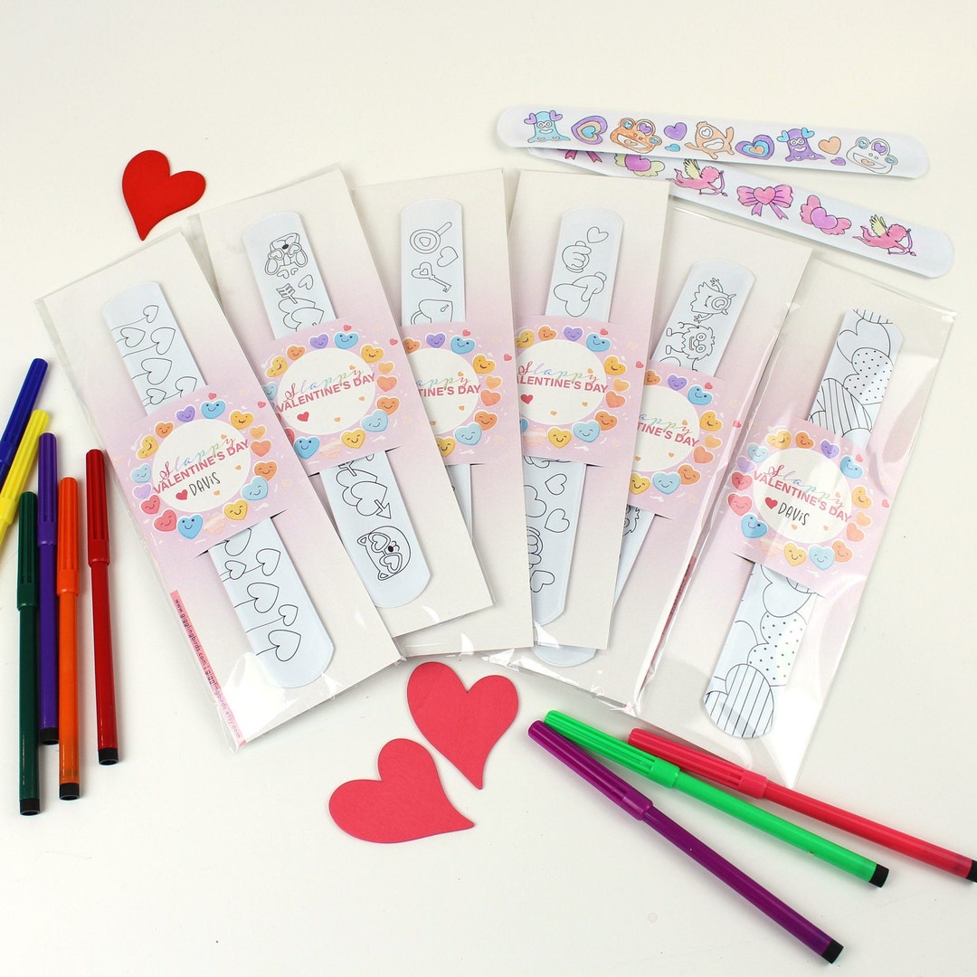 DIY Valentine's Day Personalized Slap Bracelet Classroom Gift | Set of ...