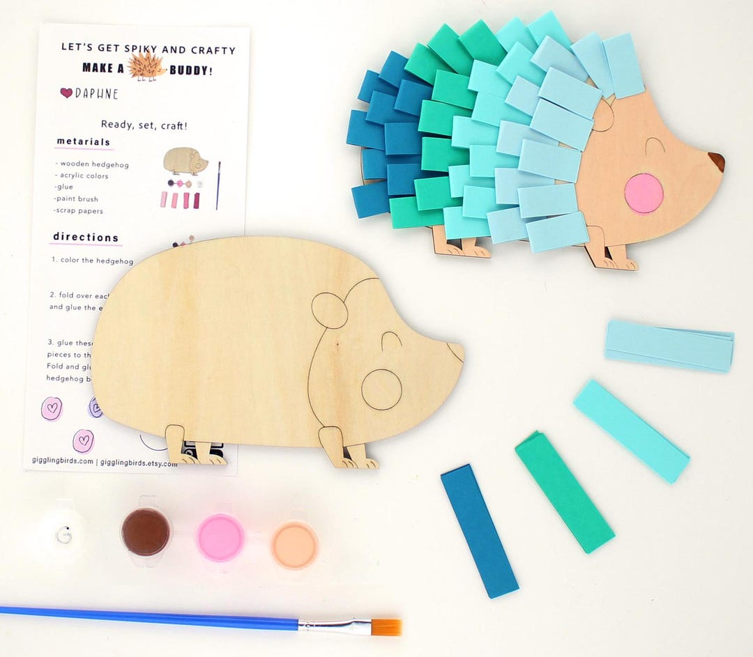 DIY Wooden Hedgehog Craft Kit: Kids Activity Set - Etsy