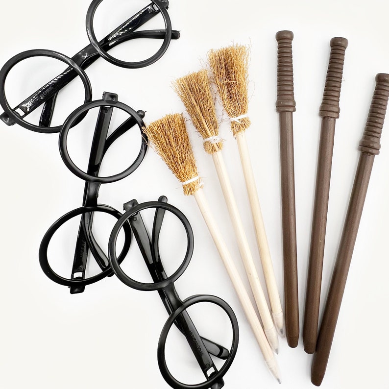 Wizard Party Favor Set: Broom Pencil, Wand, Glasses & Word Search - Etsy