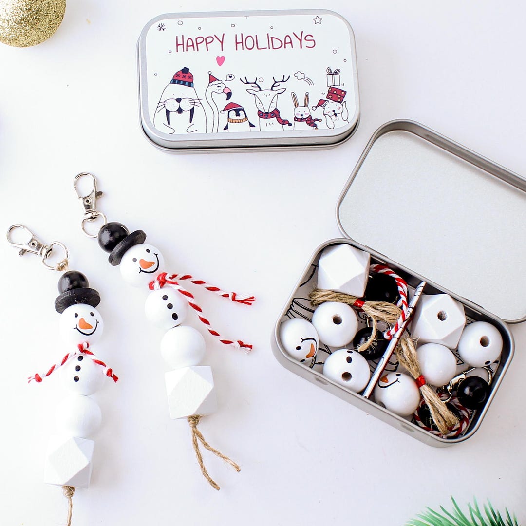DIY Snowman Keychain Kit: Personalized Christmas Craft in Keepsake Tin ...