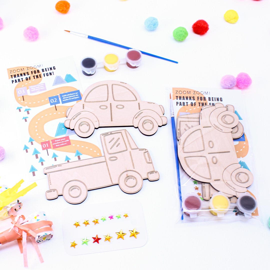 Wooden Car Painting Activity Kit: DIY Party Favor for Kids - Etsy