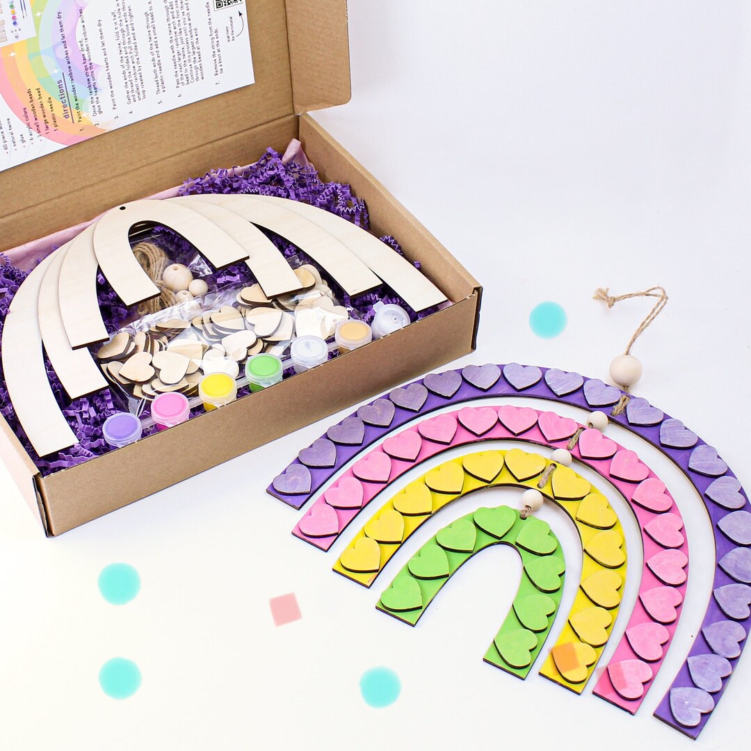 DIY Wooden Rainbow Decor Craft Kit | Wooden Rainbow | Easy to Paint DIY ...