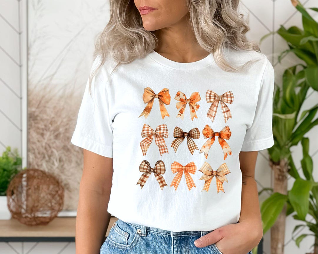 Retro Fall Shirt for Women, Coquette Bow Aesthetic Sweater, Cute Autumn ...
