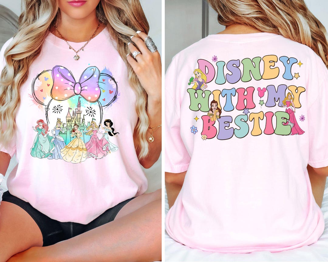 Disney With My Bestie Princess Shirt, Minnie Head Princess Comfort ...