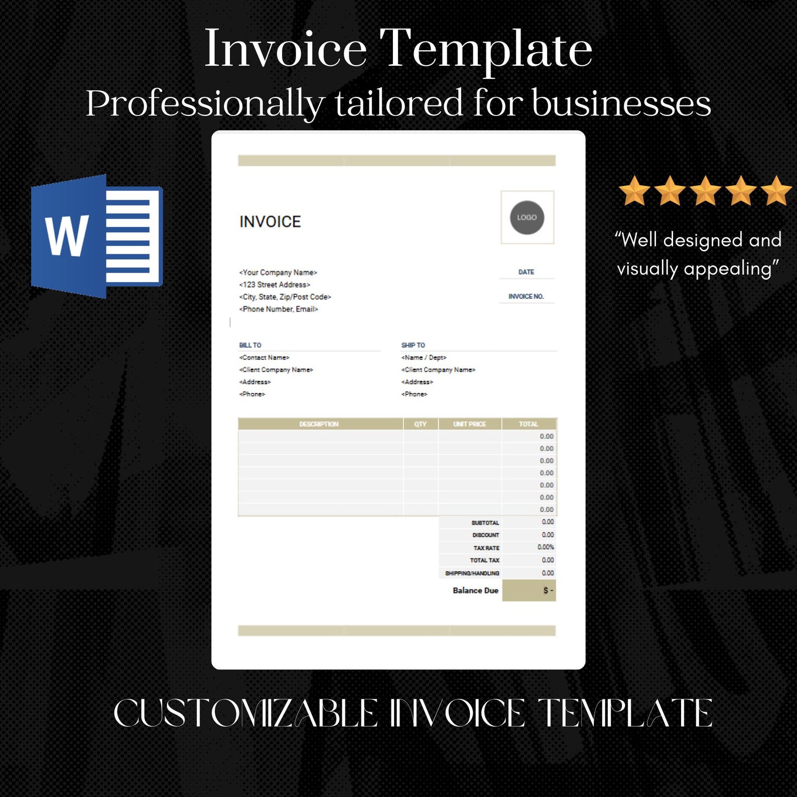 UK Word Invoice Template, Professional Invoice Template, Minimalist ...
