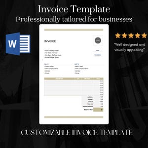 UK Word Invoice Template, Professional Invoice Template, Minimalist ...