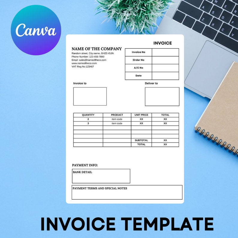 Invoice Template Minimalist Business Invoice Small Business - Etsy