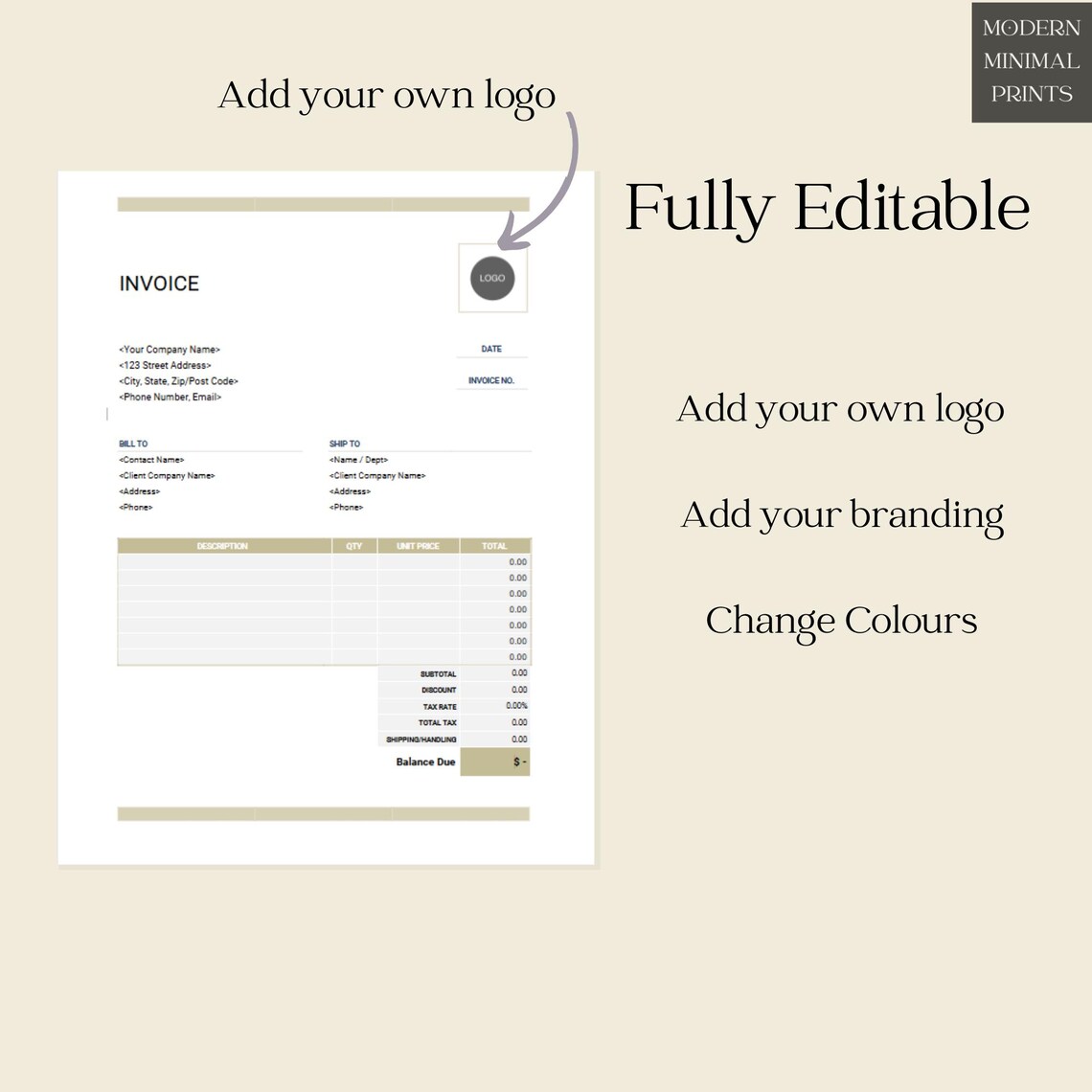 UK Word Invoice Template, Professional Invoice Template, Minimalist ...