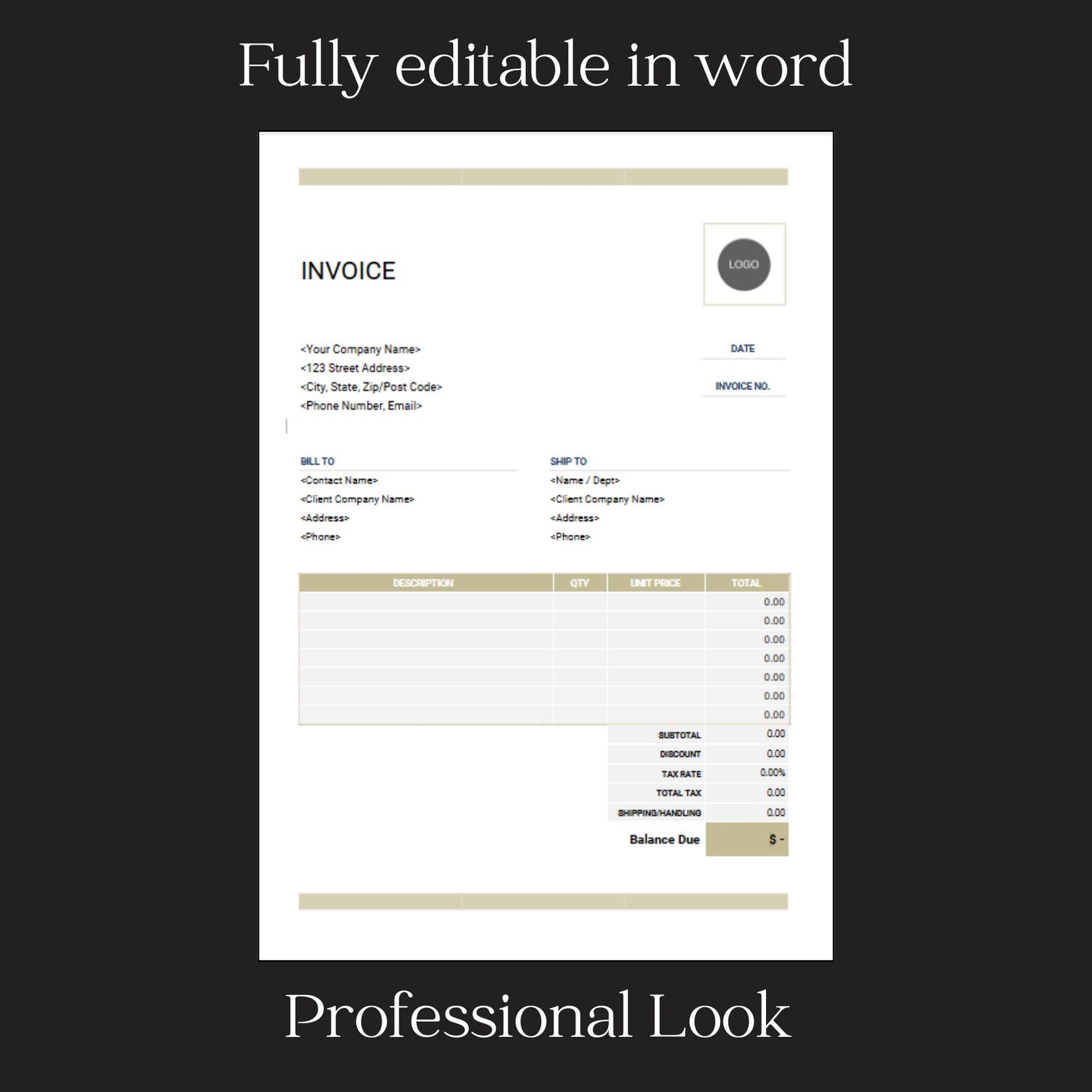 UK Word Invoice Template, Professional Invoice Template, Minimalist ...
