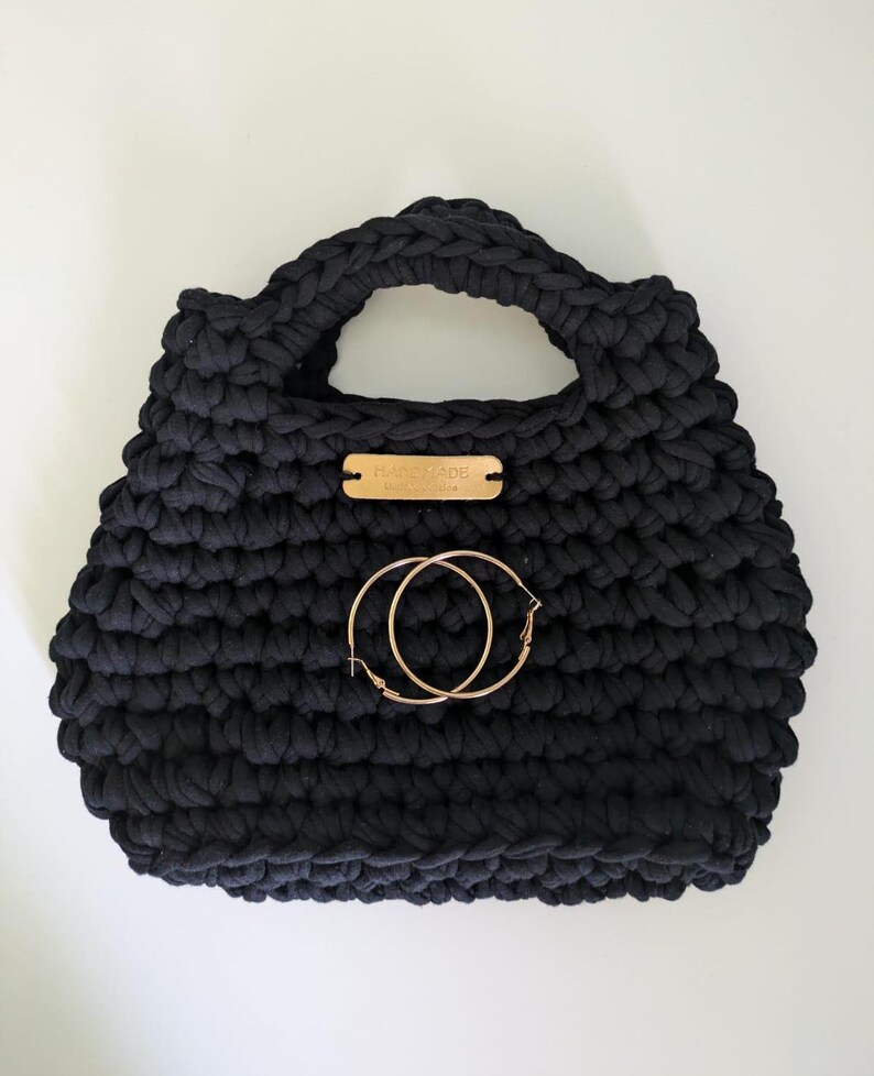 Mini Chunky Handmade Crochet Handbag Made From T-shirt Yarn. Summer ...