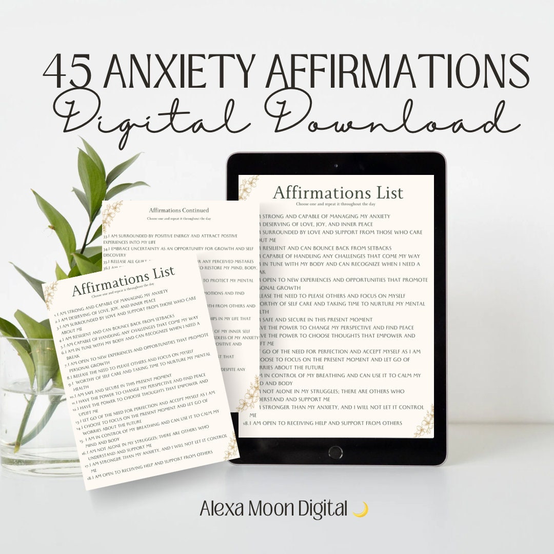 Anxiety Affirmation List for People With Anxiety Help Mental Health ...