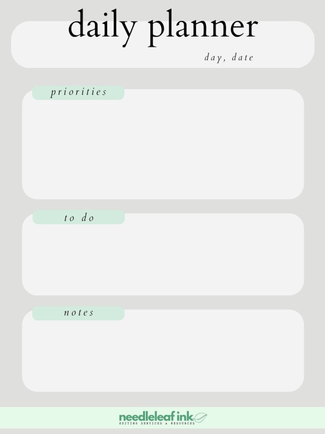 Daily Planner Template, Daily List Template. Freelance Resources ...