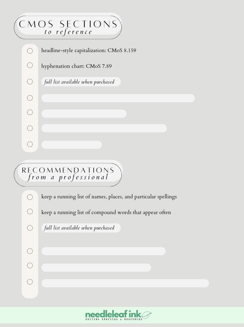 Proofreading Checklist for Freelance Editors. Chicago Manual of Style ...