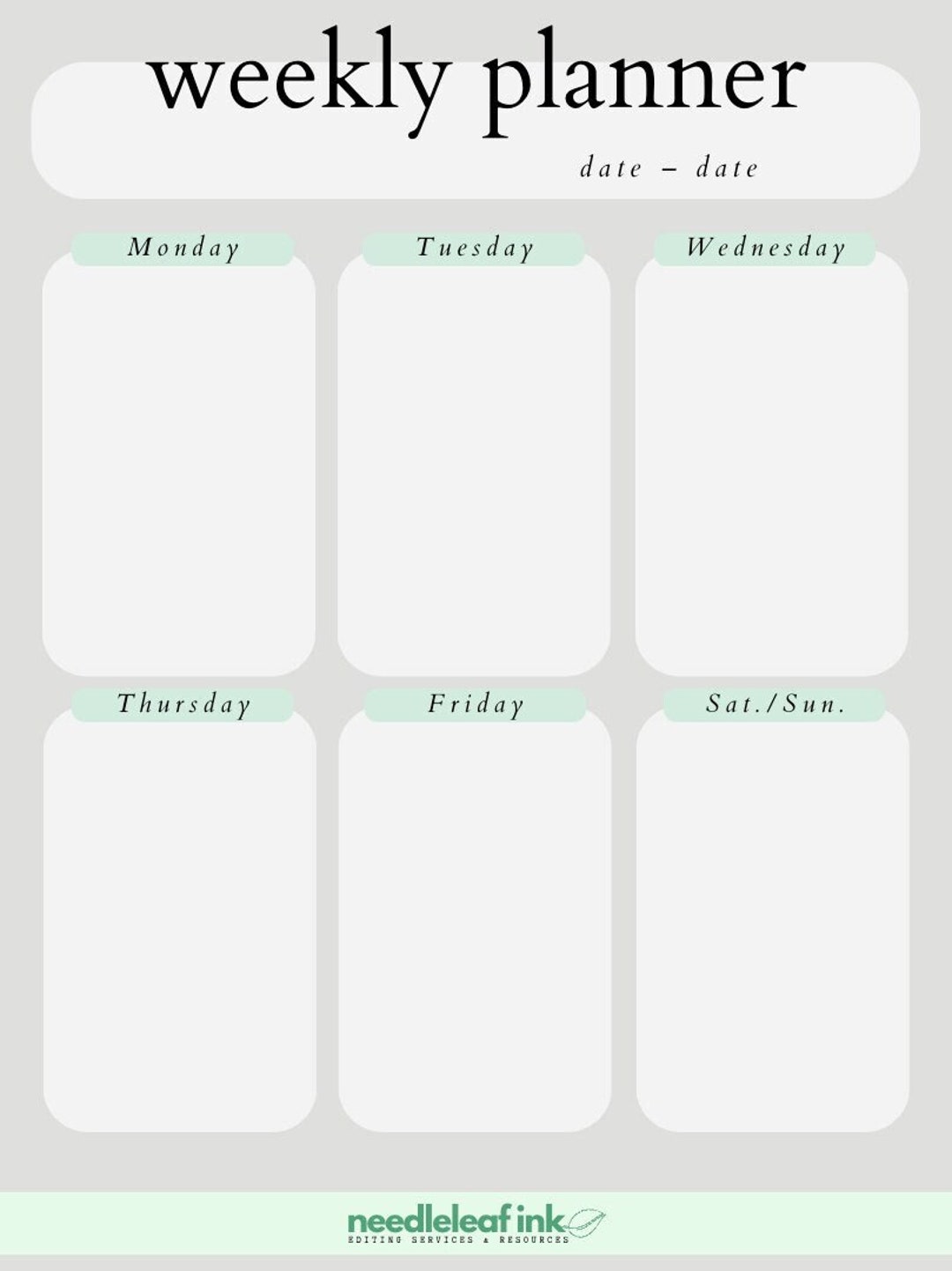 Weekly Planner Template + Daily Lists Template. Simple, Modern ...