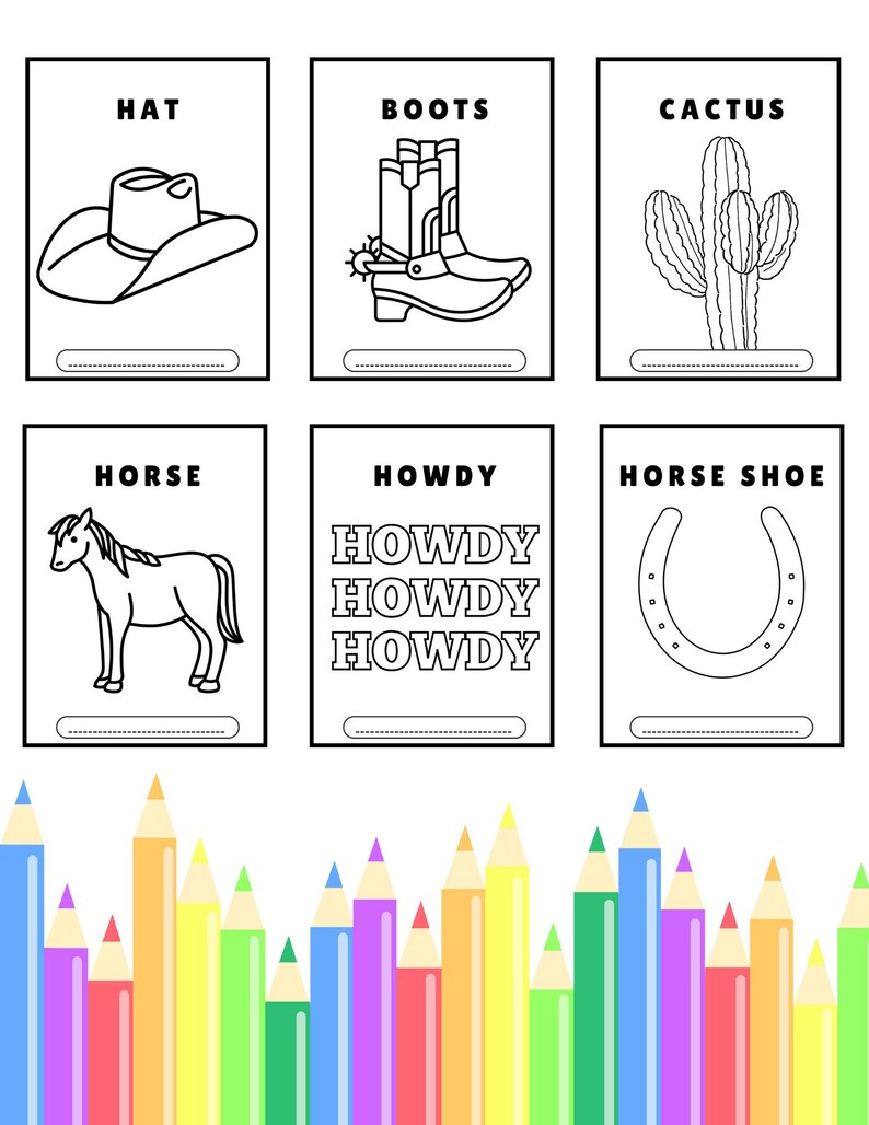 Cowboy Coloring Pages Printable With Handwriting Practice for Kids - Etsy