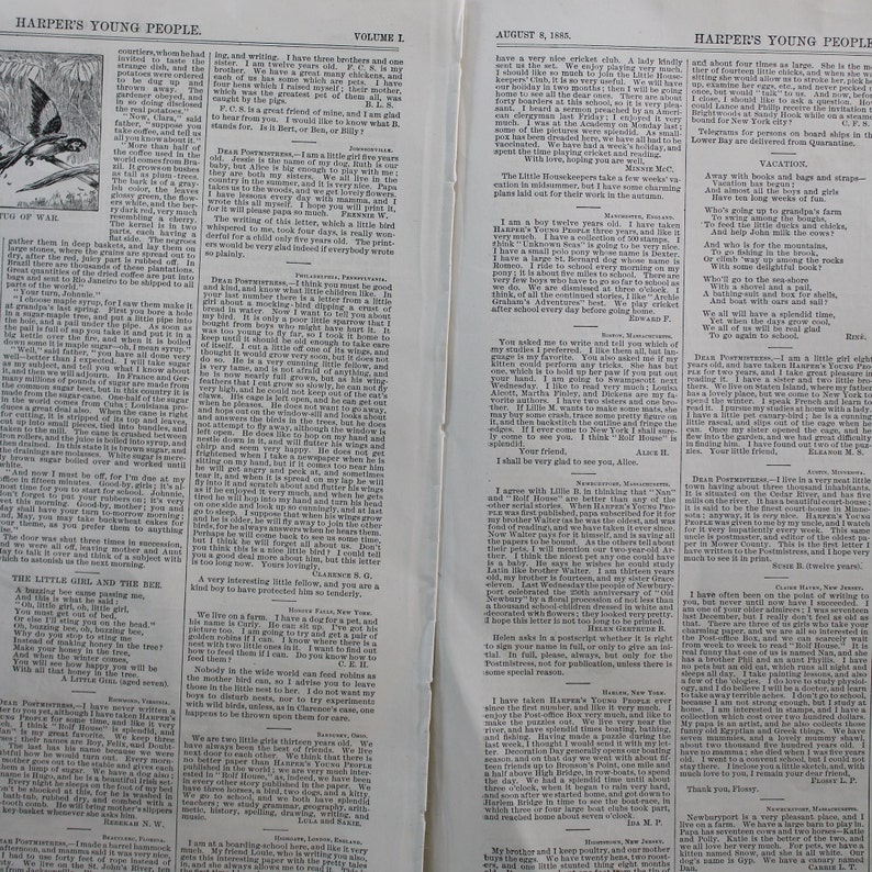 Harper's Young People Aug 8 1885 an Illustrated Weekly Magazine - Etsy