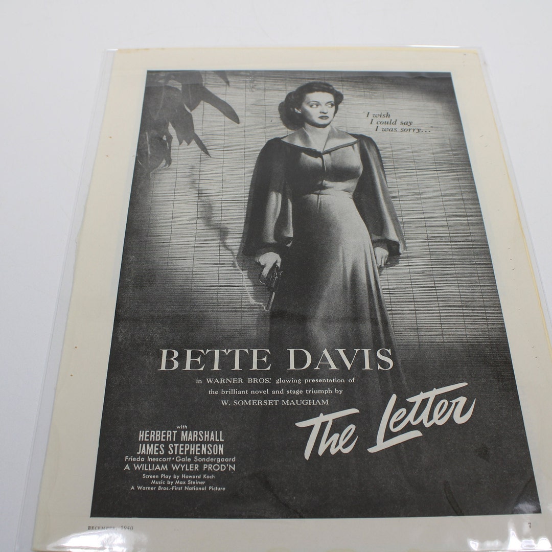 The Letter Film Full Page Ad Movie Mirror Magazine Dec 1940 Bette Davis ...