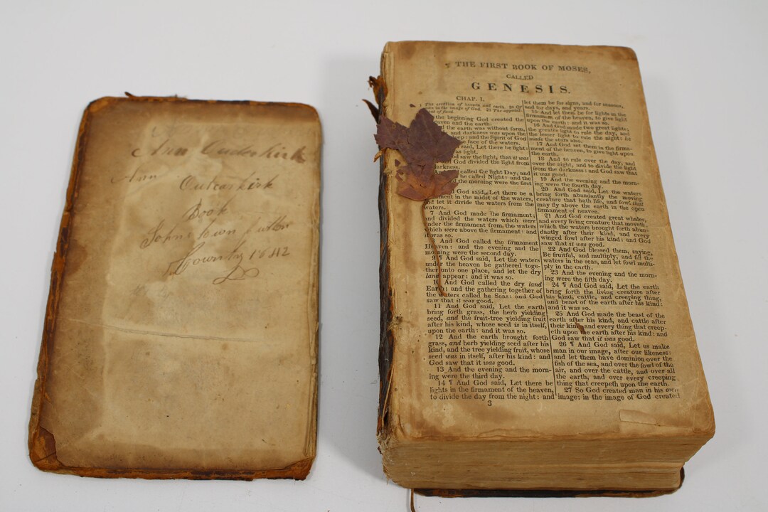 1842 - Well-used Bible -inscription Inside Front Cover - Ann Ouderkirk ...