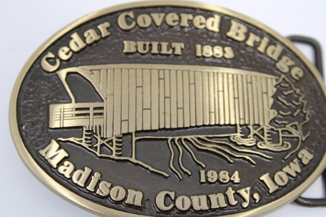 Vintage Belt Buckle - Cedar Covered Bridge - Built 1888 - Madison ...
