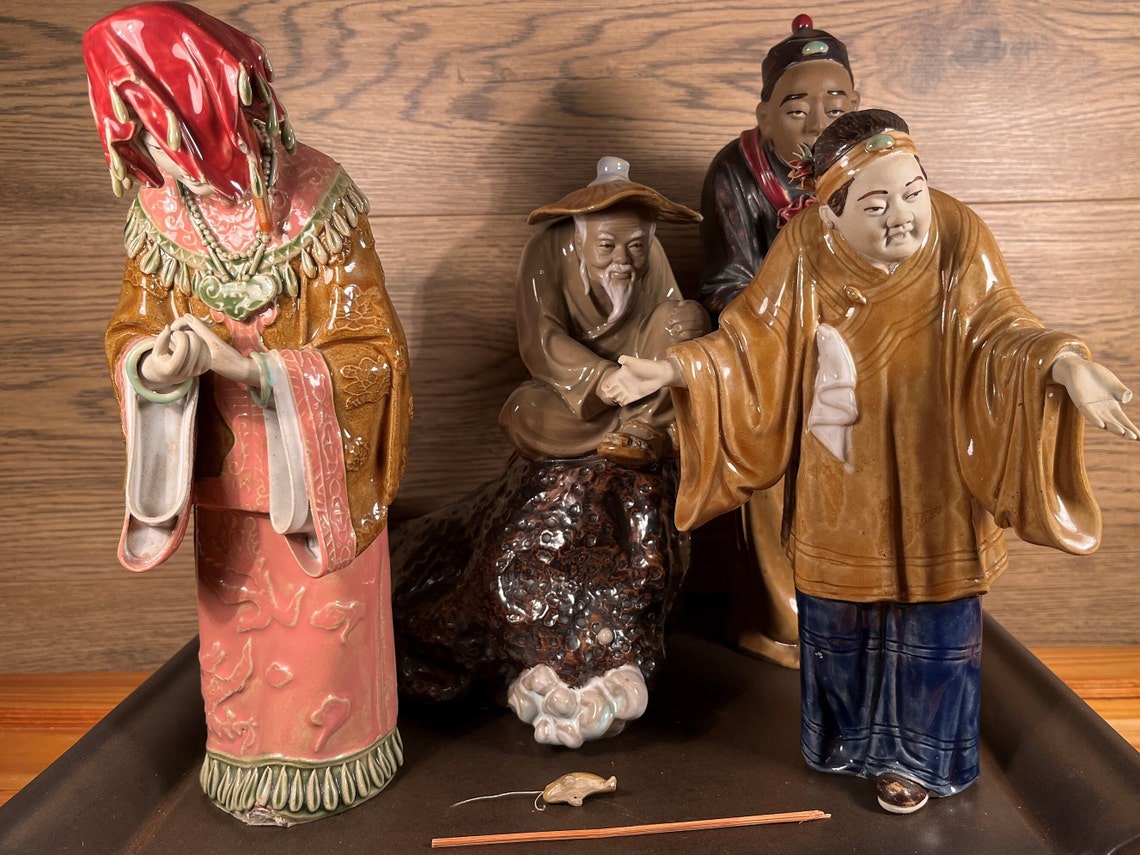 VTG Chinese Ceramic Characters and Ceramic Tray - Etsy