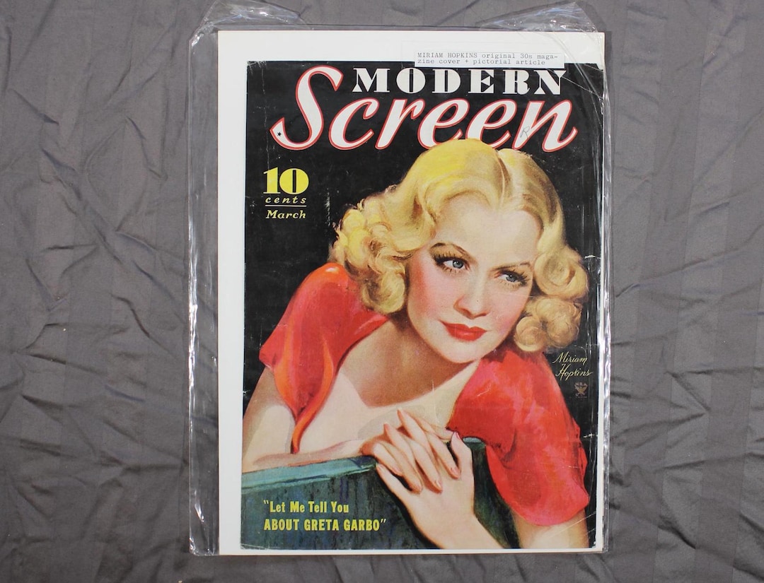 Greta Garbo Modern Screen Mag COVER ONLY August 1930's Folio 8 1/2 X11 ...