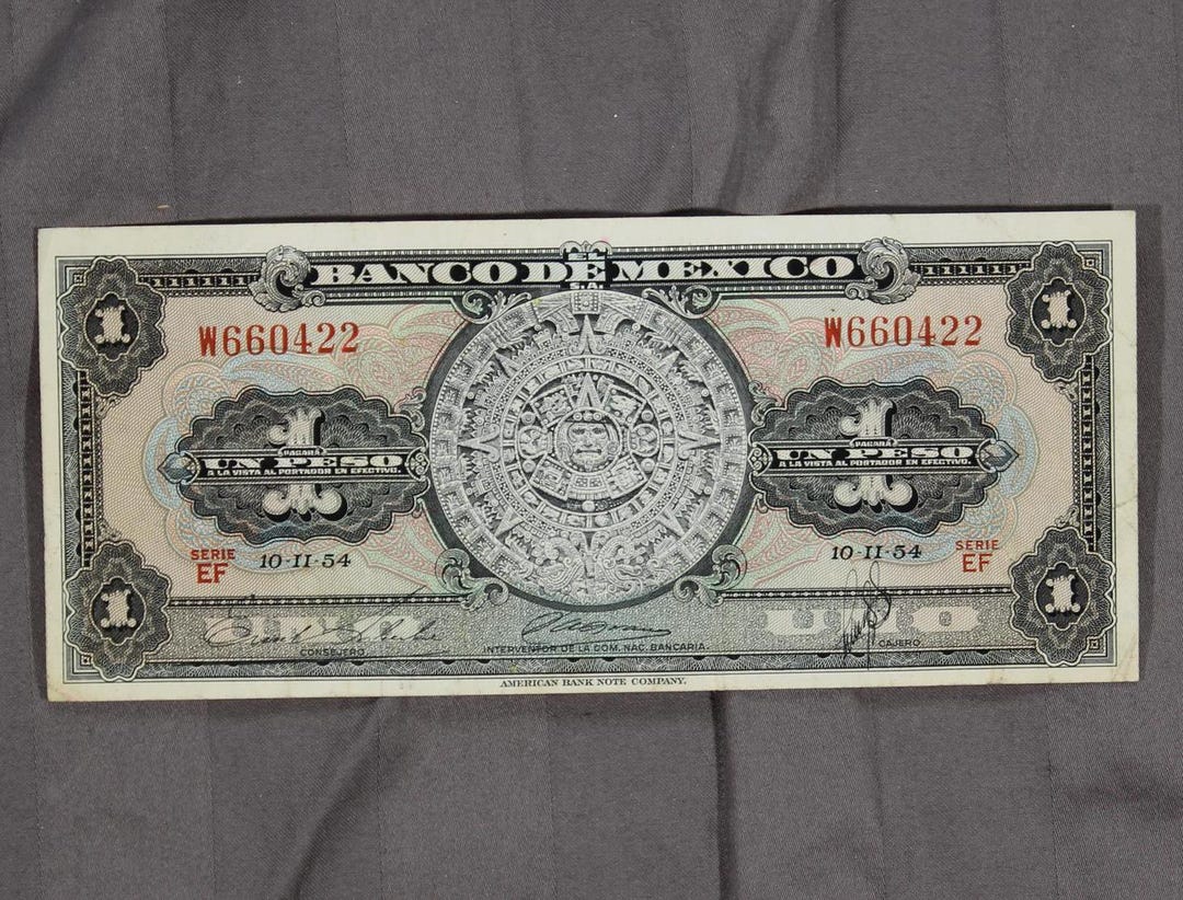 1954 UNO (1) Peso Banco De Mexico Banknote - Etsy