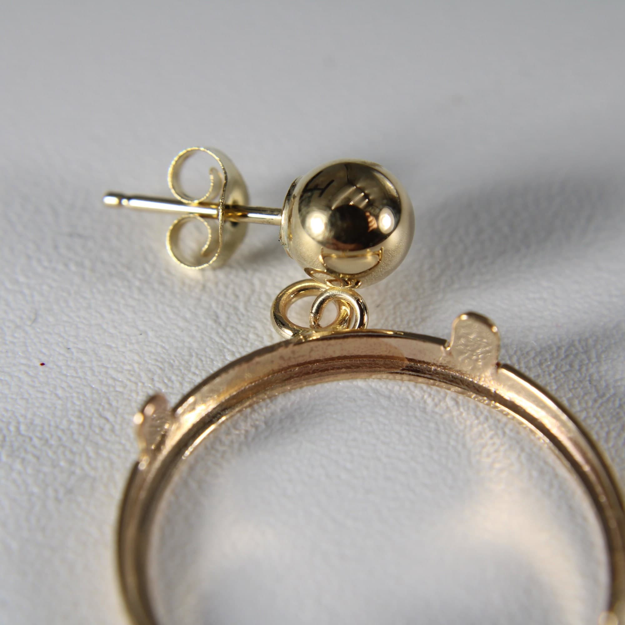 14k Gold Earring Bezels for American Gold Eagle 1/10 Oz Coin 16.5mm Tab-style - Etsy