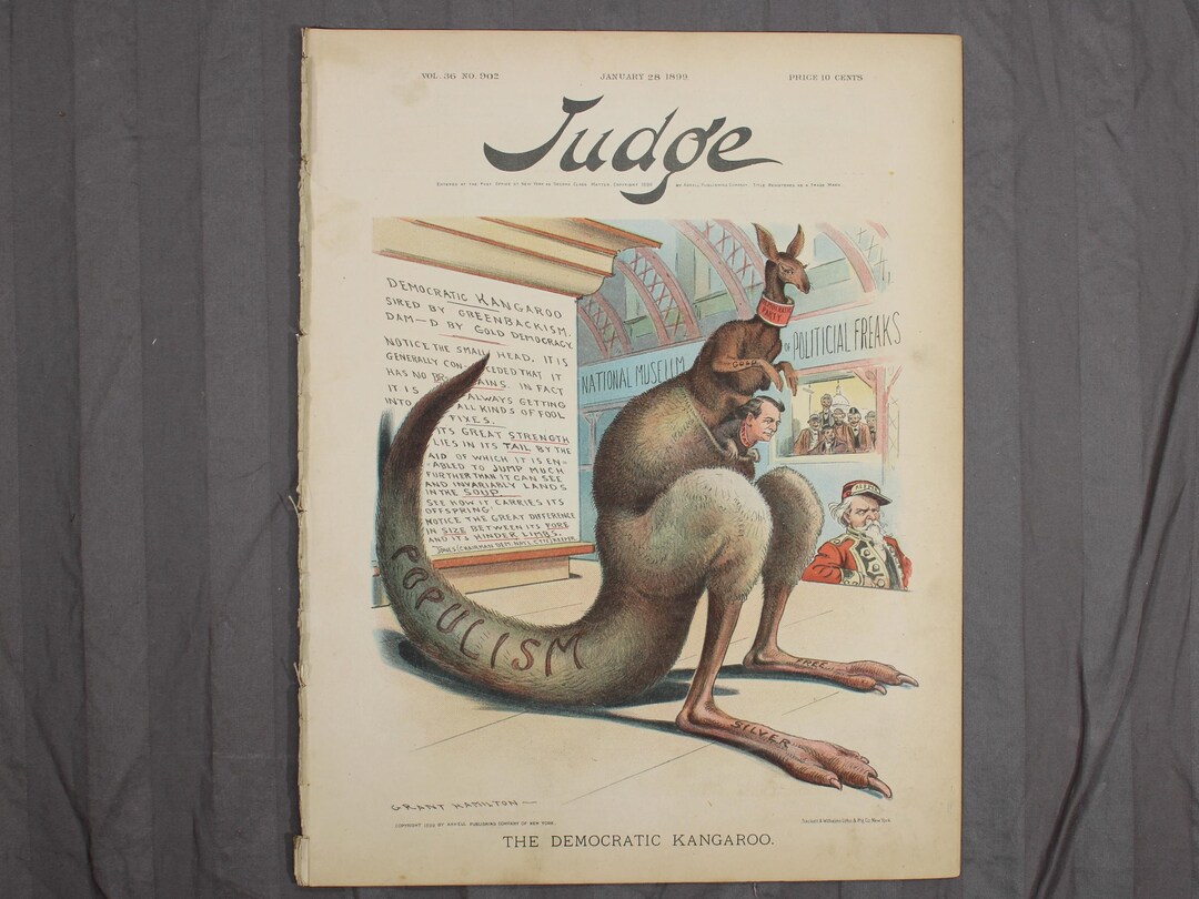 Antique Jan 28, 1899 Judge Magazine - "the Democratic Kangaroo ...