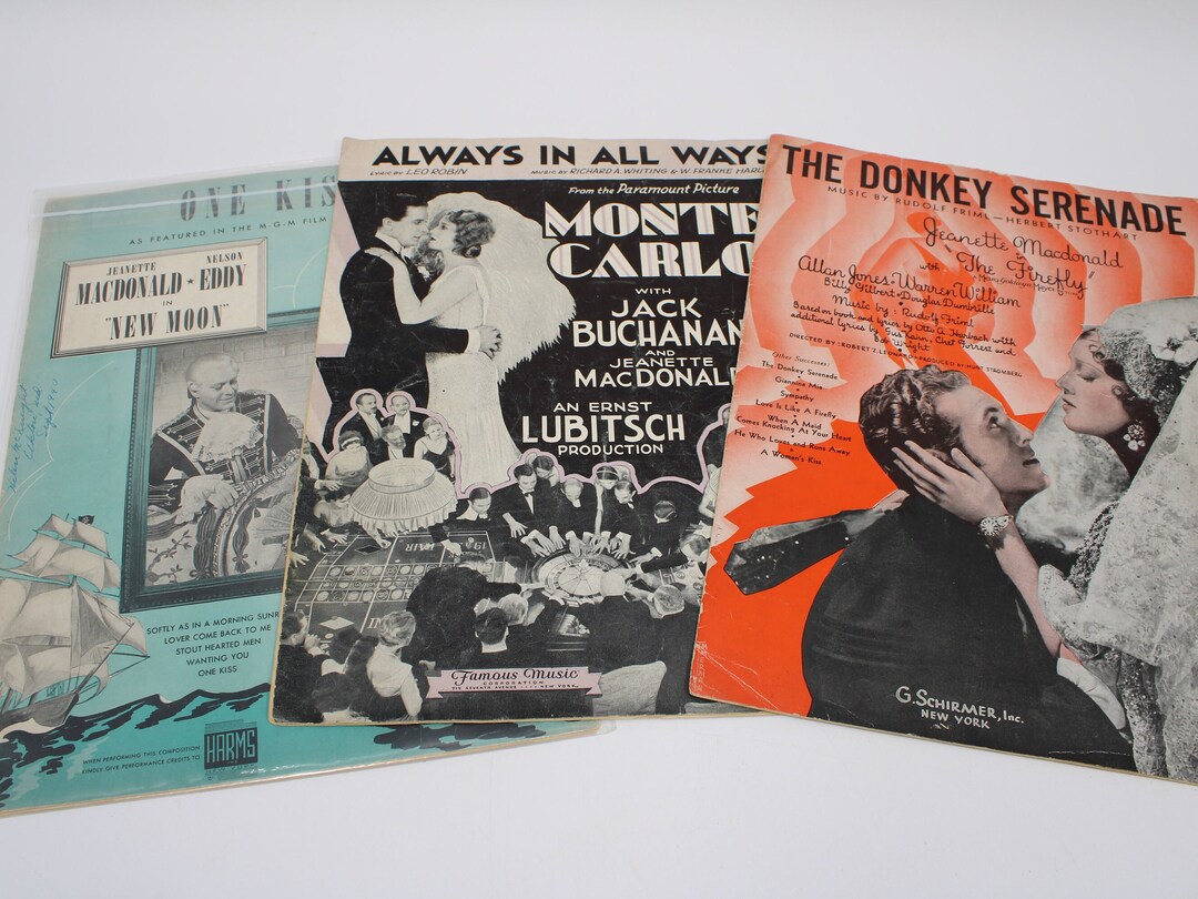 Vintage Jeanette Mcdonald Sheet Music – 1930s-40s, Monte Carlo, New ...