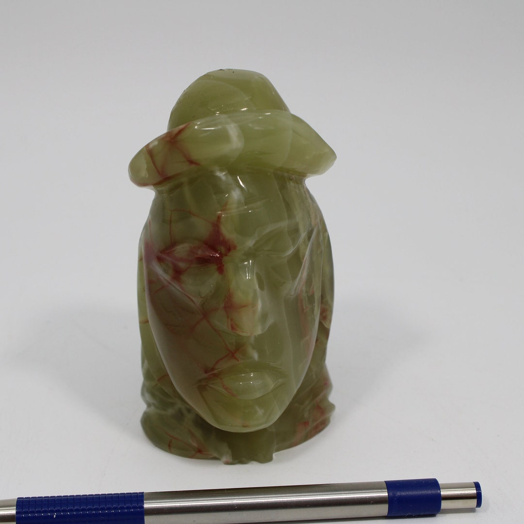 This Vintage Totem Carved Jade Figurine Depicts a Native Head/face With ...