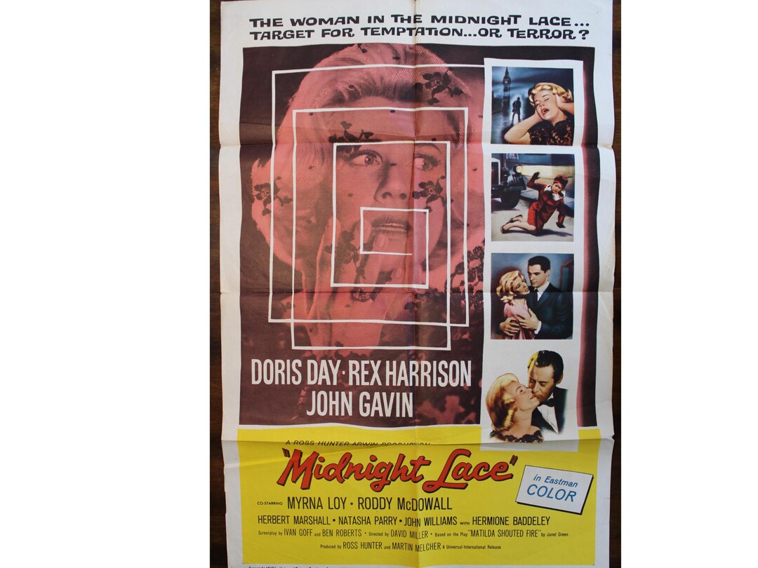 Midnight Lace Movie Poster 1960 Myrna Loy Doris Day 27 X 41 - Fair to ...