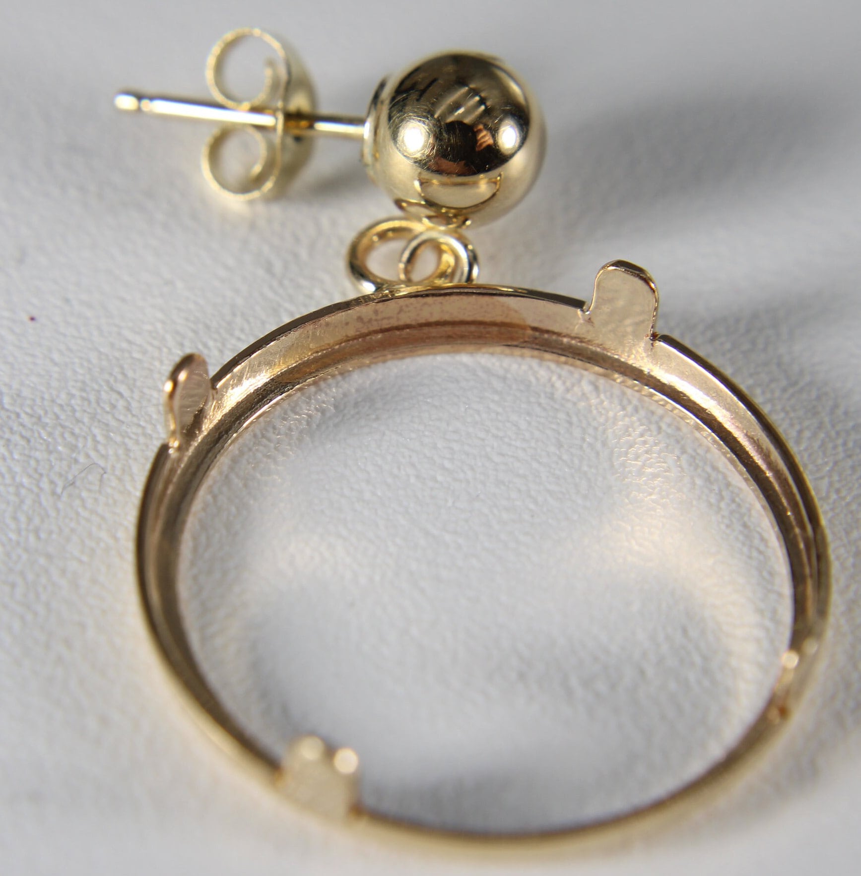 14k Gold Earring Bezels for American Gold Eagle 1/10 Oz Coin 16.5mm Tab ...