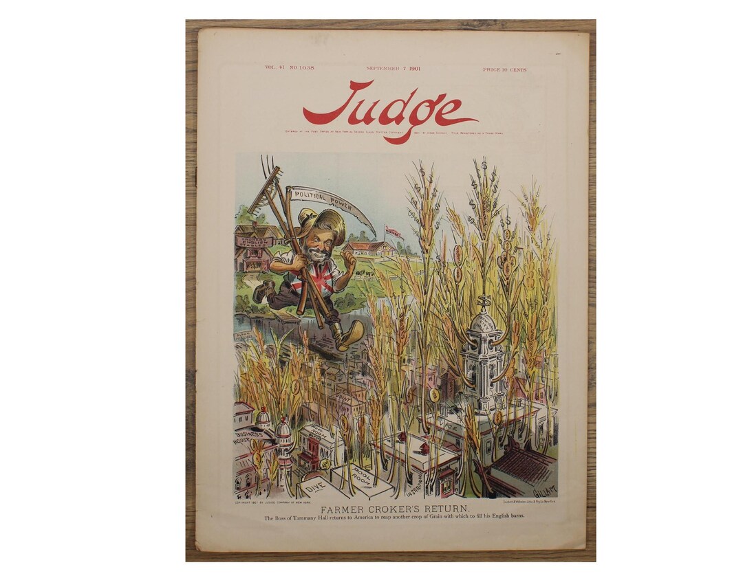 Judge Magazine September 7, 1901 Farmer Croker's Return - Etsy