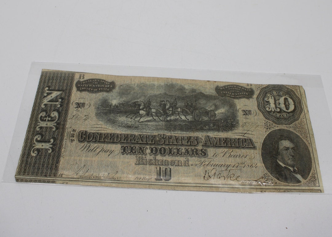 VTG 1864 Civil War Ten Dollar Bill Very Good Condition - Etsy