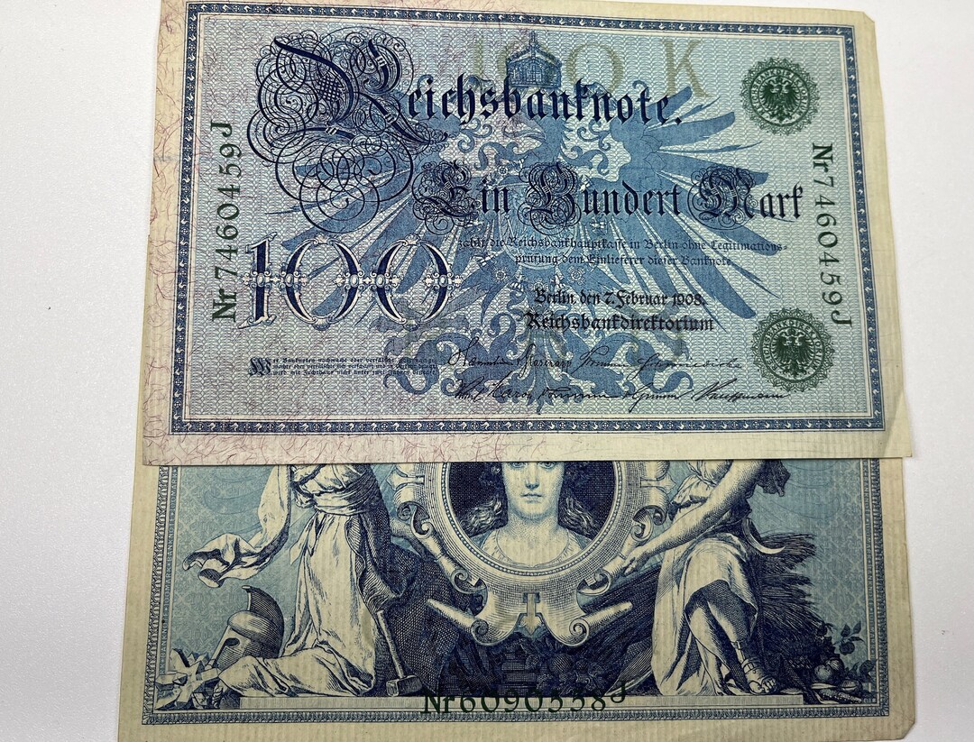 1908 German Empire 100 Mark Banknote. All Very Good Condition. - Etsy