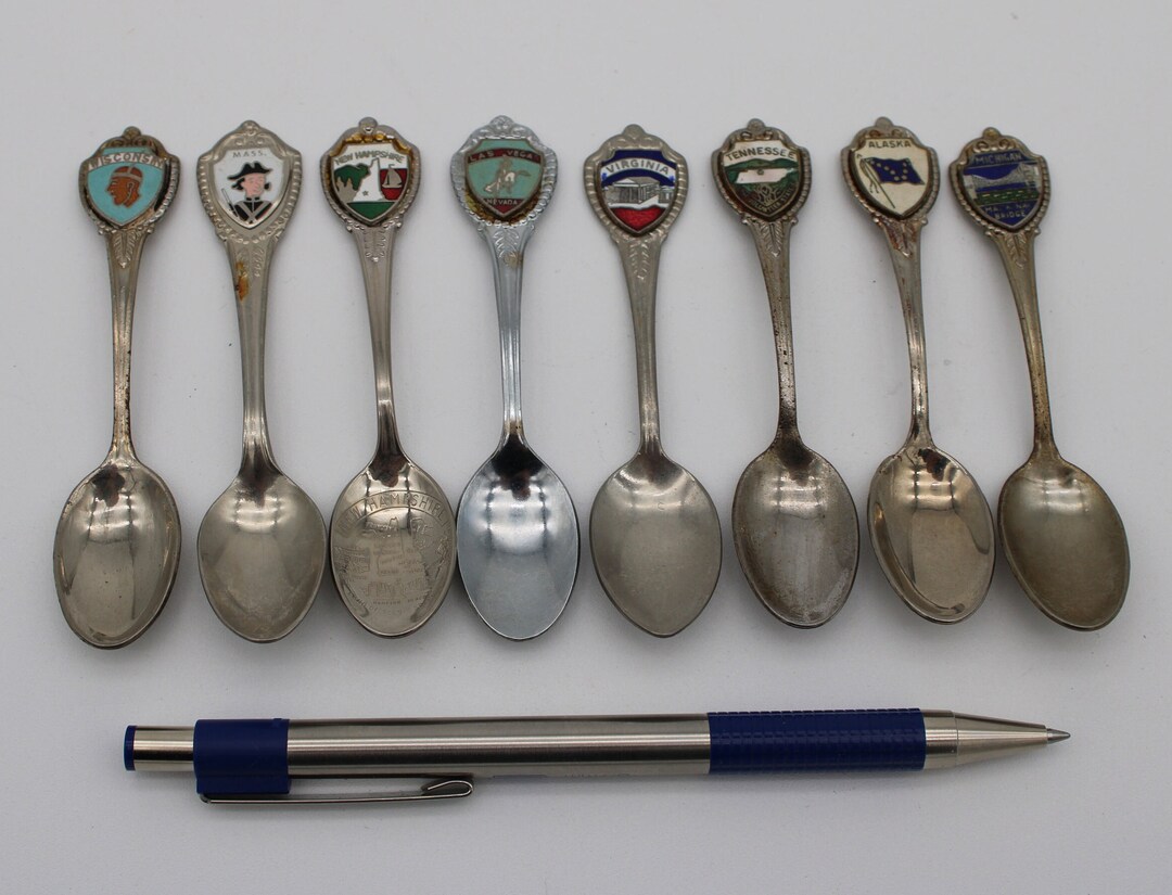 Vintage Souvenir Spoons for 8 States - Virginia, Tennessee, Alaska ...