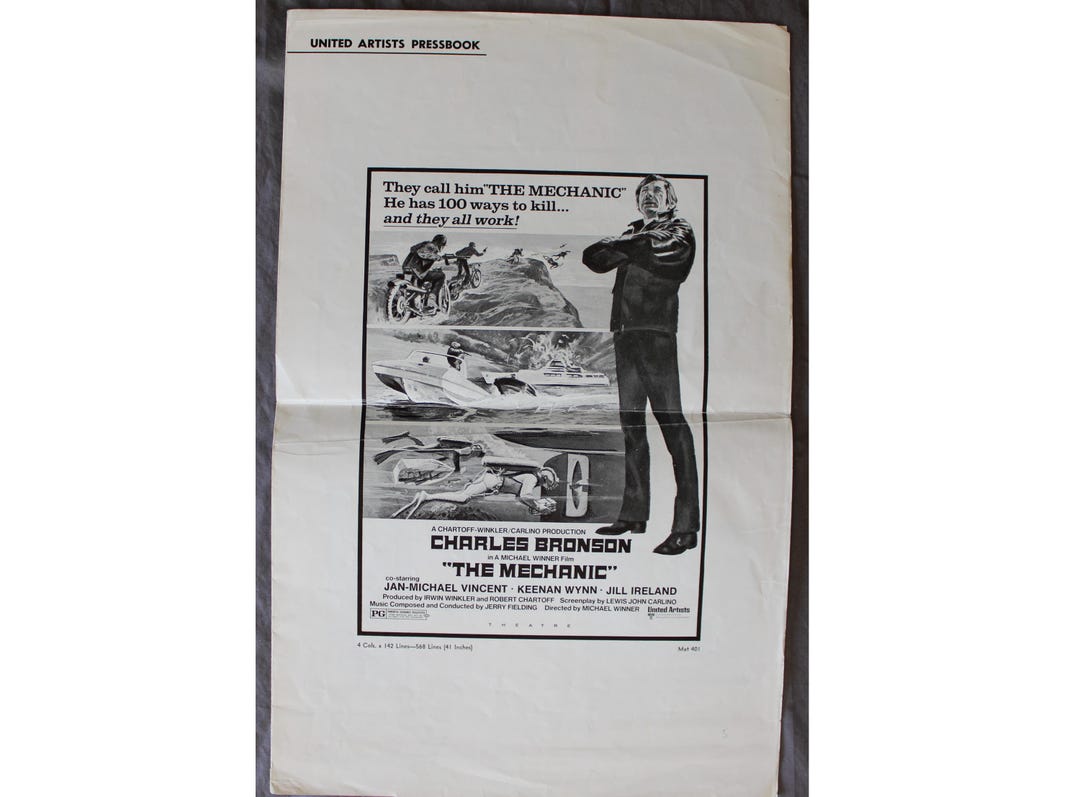 The Mechanic Pressbook Charles Bronson 1972 Jan-michael Vincent Jill ...