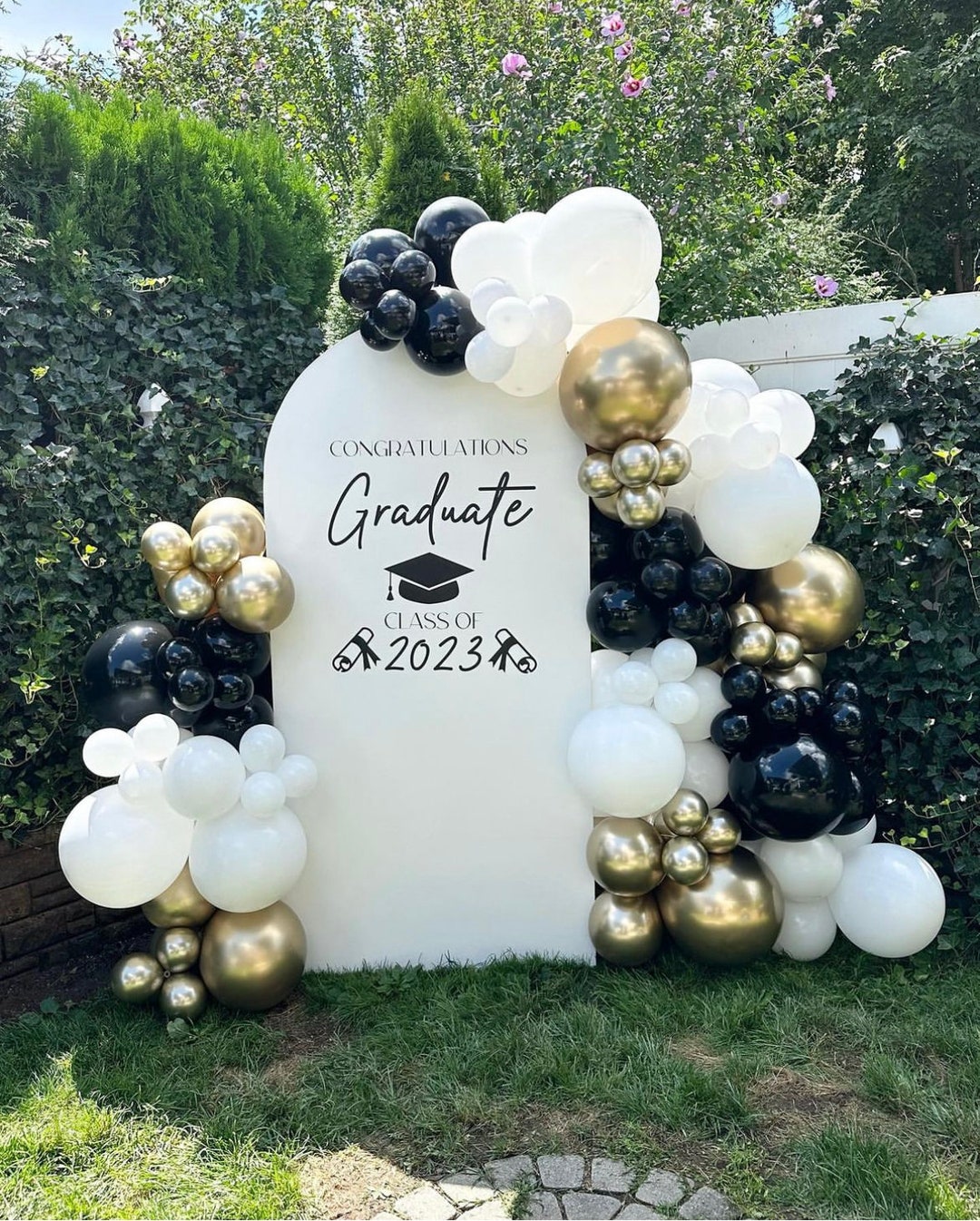 Graduation Balloon Arch Kit | Black Balloon Arch | Gold Balloon Garland ...