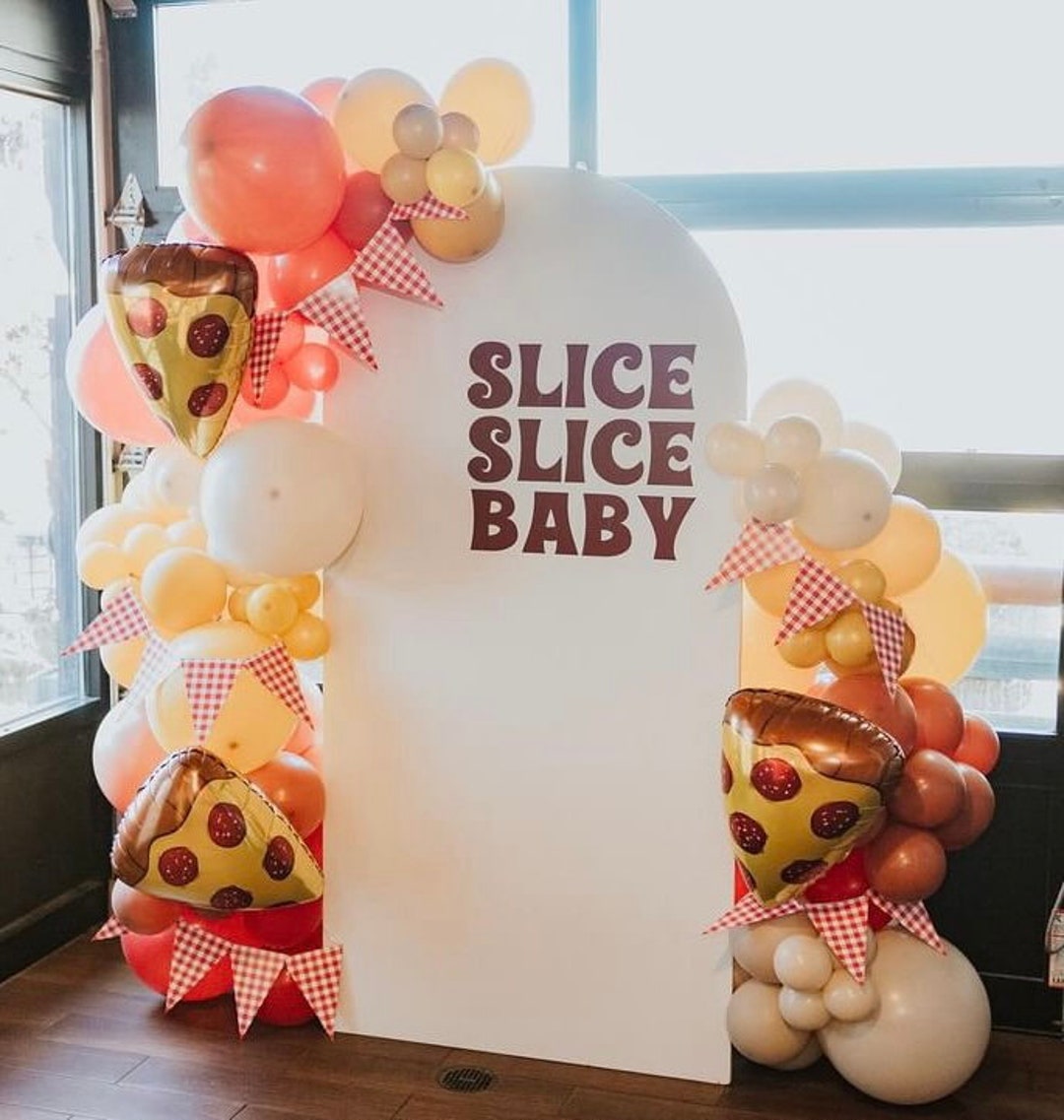 Slice Slice Baby Shower | Pizza Balloon Arch | Pizzeria Balloon Garland ...