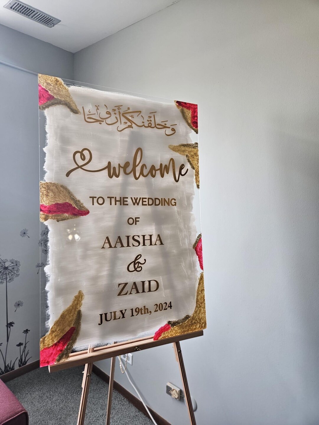 Acrylic Wedding Welcome Sign, Personalized Arabic Calligraphy, Nikah ...