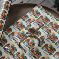 Christmas Wrapping Paper, Scandinavian Folk Art Tree Design, Holiday ...