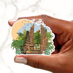 Bali Sticker, Illustrated Bali Landmarks Sticker, Indonesia Travel ...